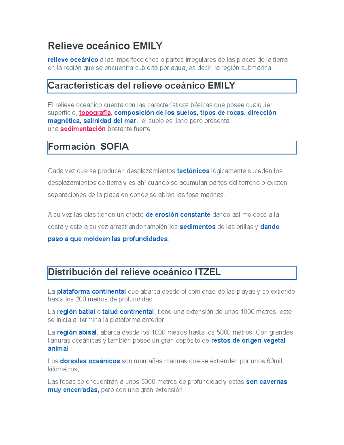 Relieve oceánico Emily - Relieve oceánico EMILY relieve oceánico a las ...