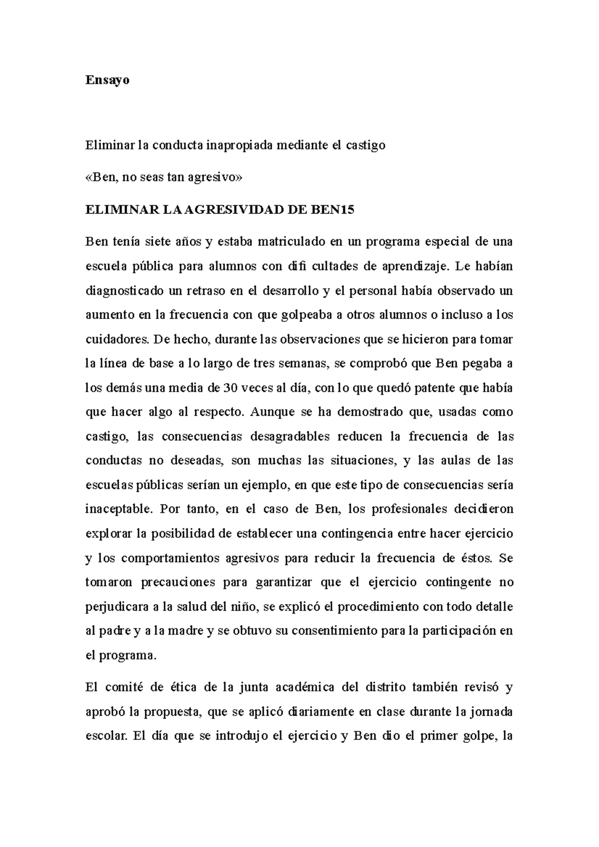 Ensayo - unidad 5 - Ensayo Eliminar la conducta inapropiada mediante el ...