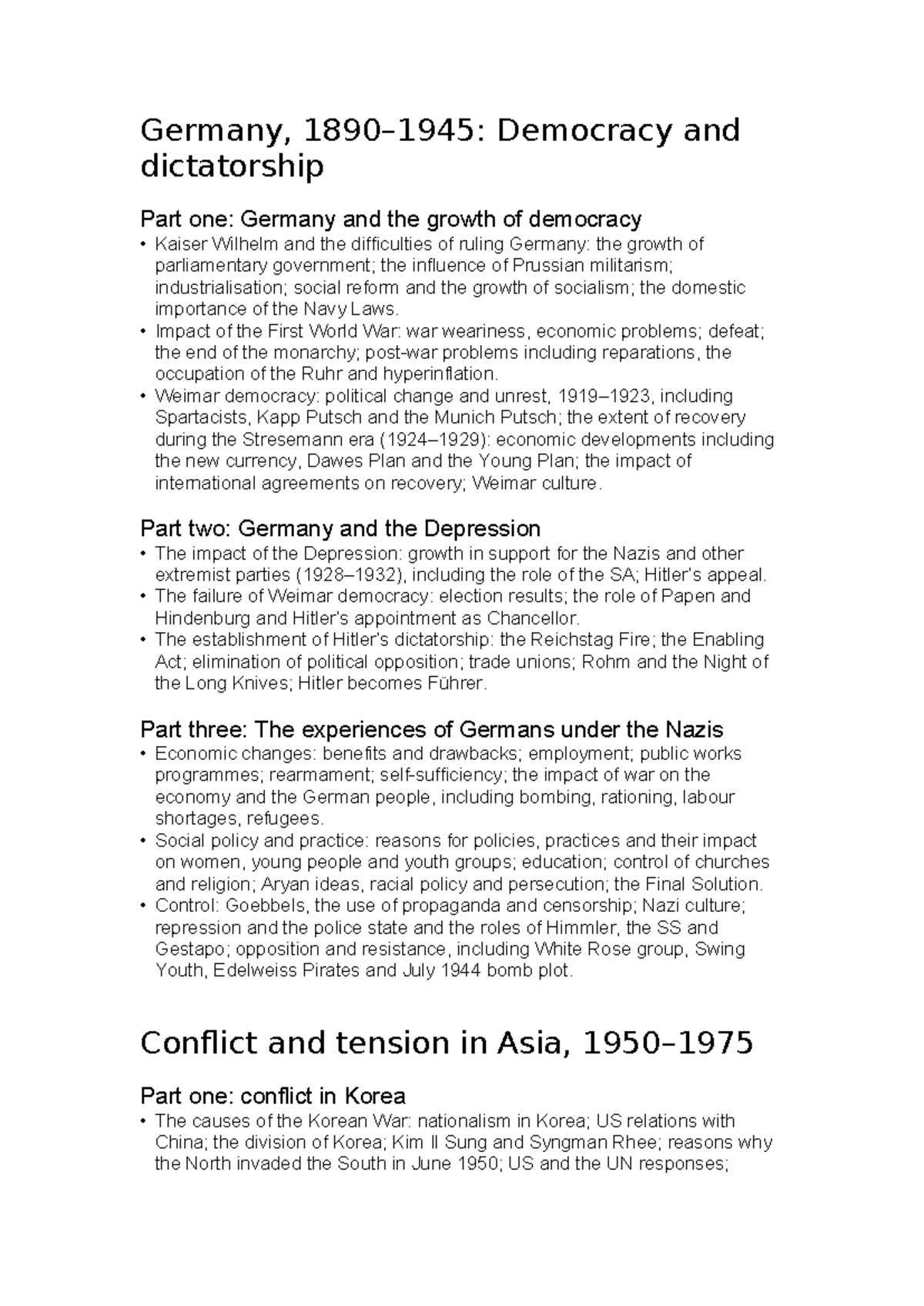History spec - Germany, 1890–1945: Democracy and dictatorship Part one ...
