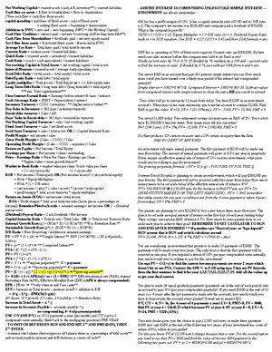 Corporate Finance And Formulas And Cheat Sheet - Finance 300 ...