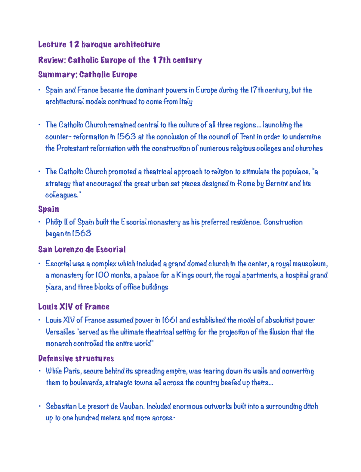 Baroque Architecture - Lecture 12 baroque architecture Review: Catholic ...