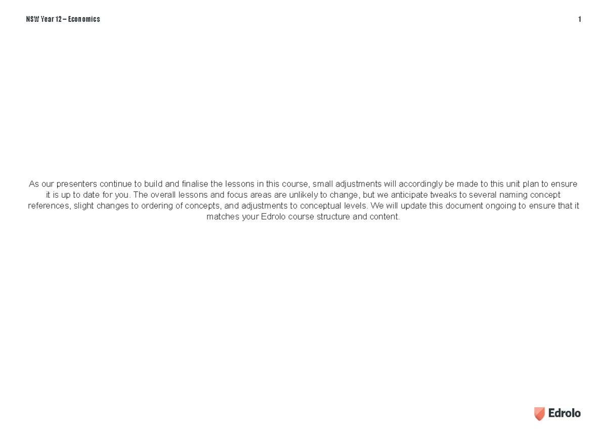 Edrolo HSC Economics Scope and Sequence - As our presenters continue to ...