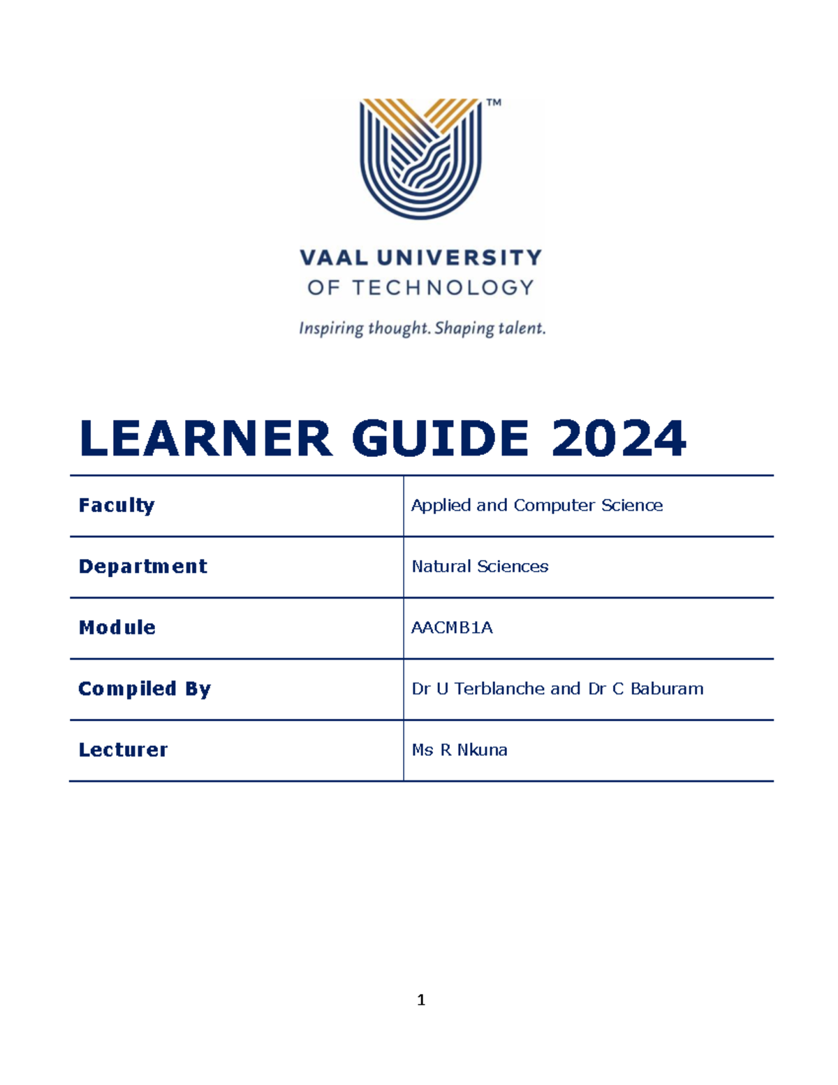 Learner Guide 2024 - LEARNER GUIDE 202 4 Faculty Applied and Computer ...