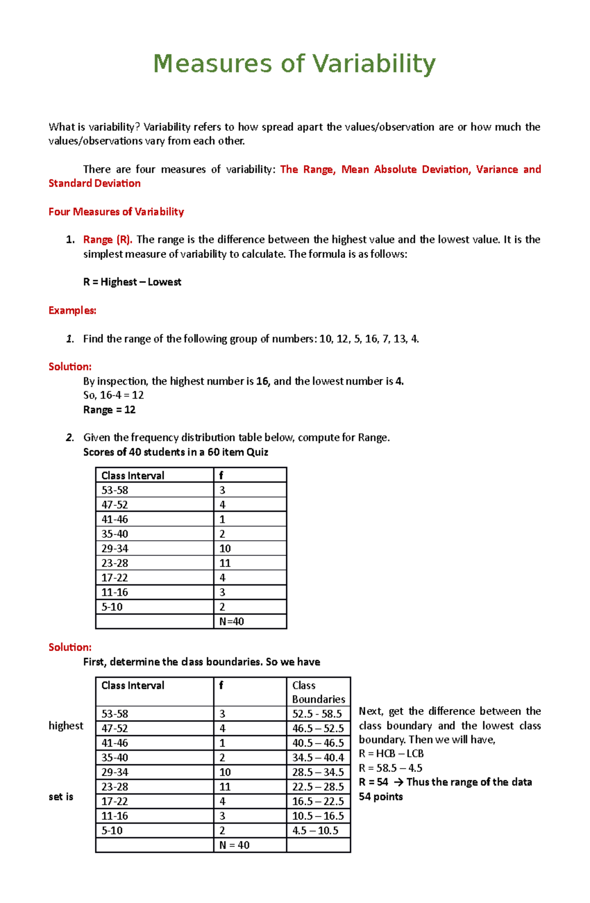 Measures-of-Variability - Mathematics in the Modern World - Studocu