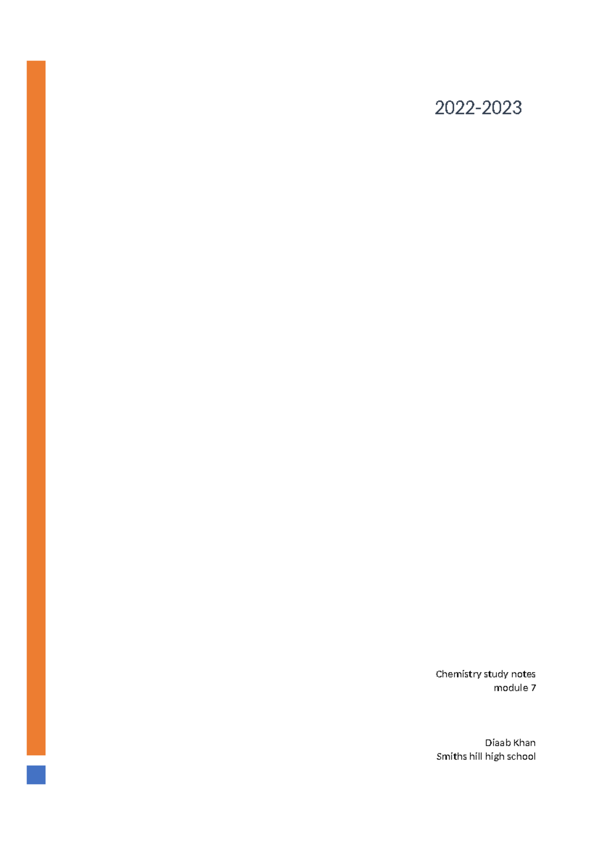 Chemistry Study Notes - Module 7 - Chemistry study notes module 7 Diaab ...