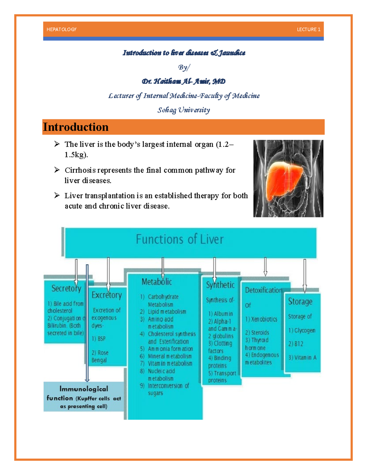 Introduction to liver diseae - Haitham Al- Amir, MD Lecturer of ...