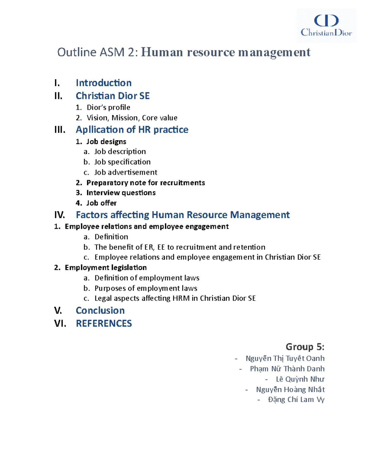 487 ASM2 Outline Group CG - Outline ASM 2: Human resource management I ...