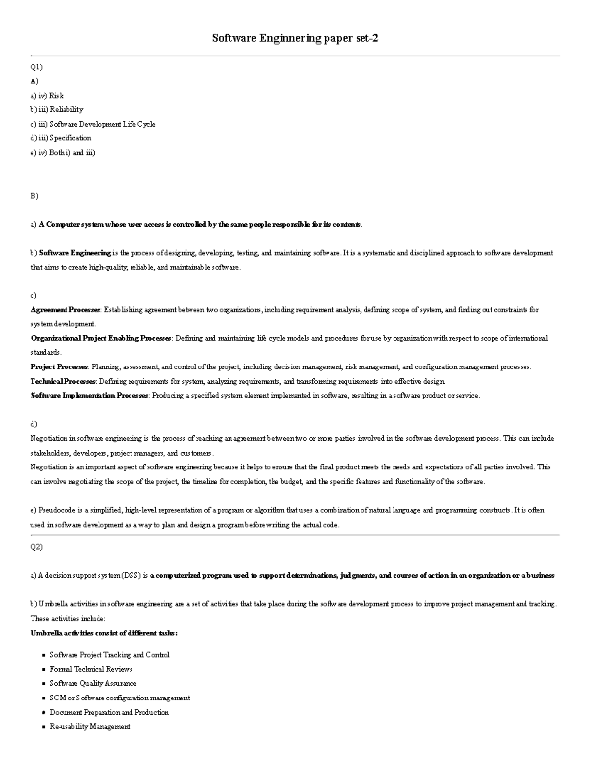 Software Enginnering paper 2 - b) Software Engineering is the process ...