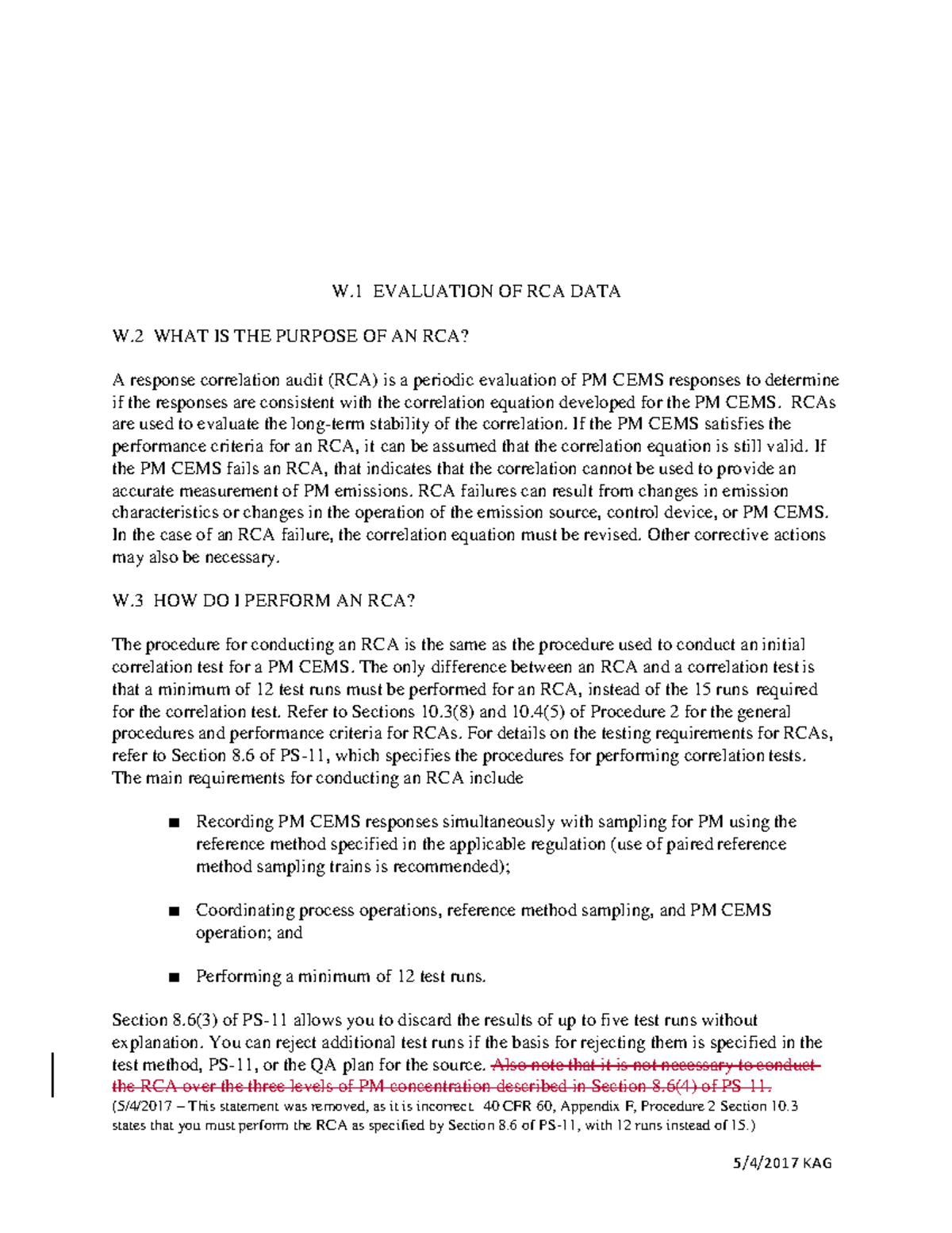 RCA Data Evaluation - 5-4-2017 with note - W EVALUATION OF RCA DATA W ...