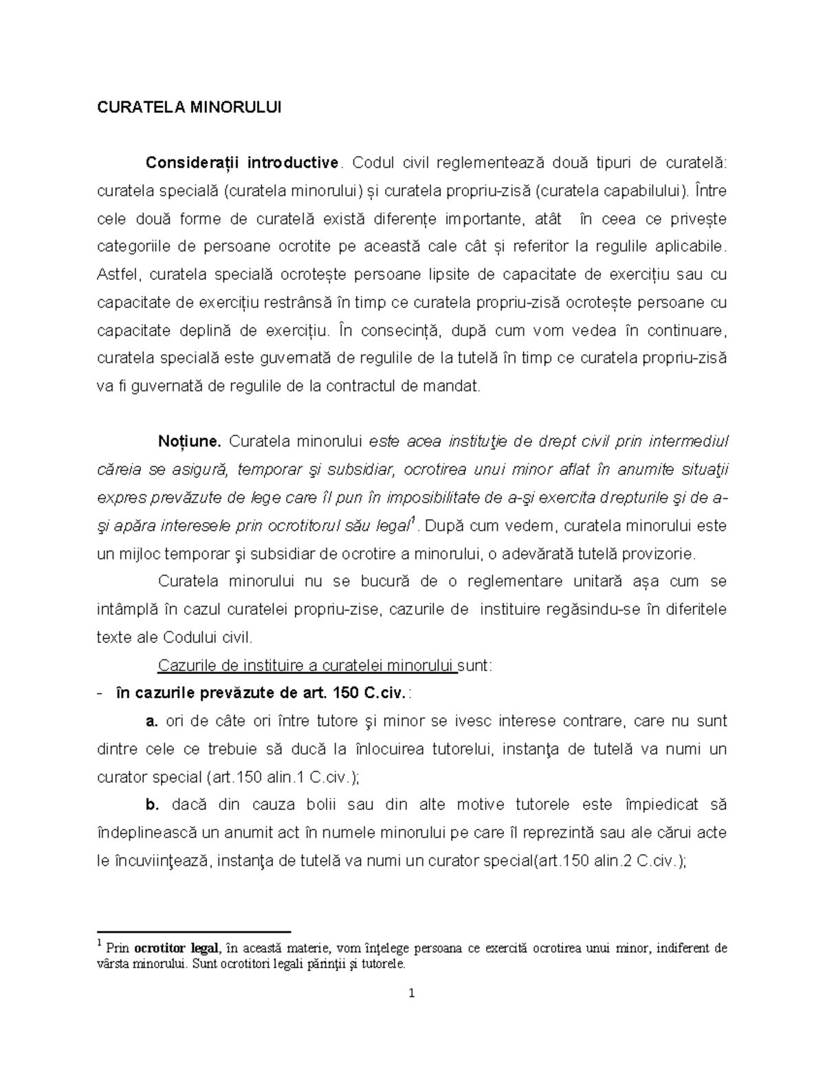 Cursul 9 din 2022 Curatela minorului - 1 CURATELA MINORULUI ...