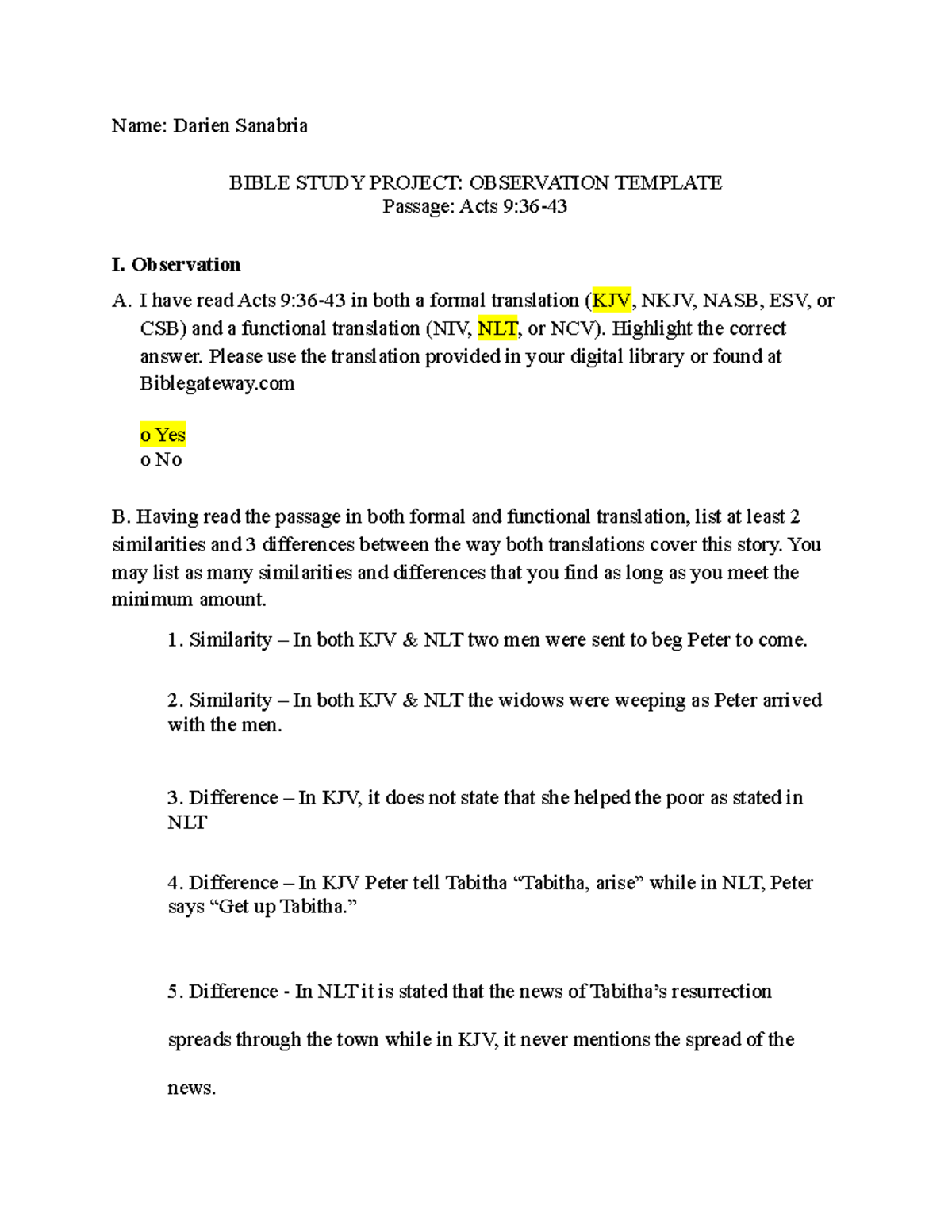 Bible Study Project, Interpertation Assignment - Name: Darien Sanabria ...