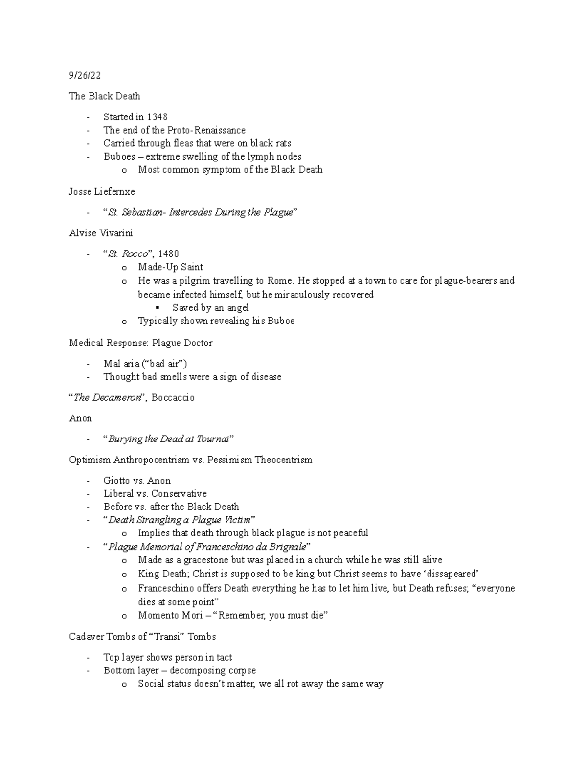 Week 4 - Black Death - 9/26/ The Black Death - Started in 1348 - The ...