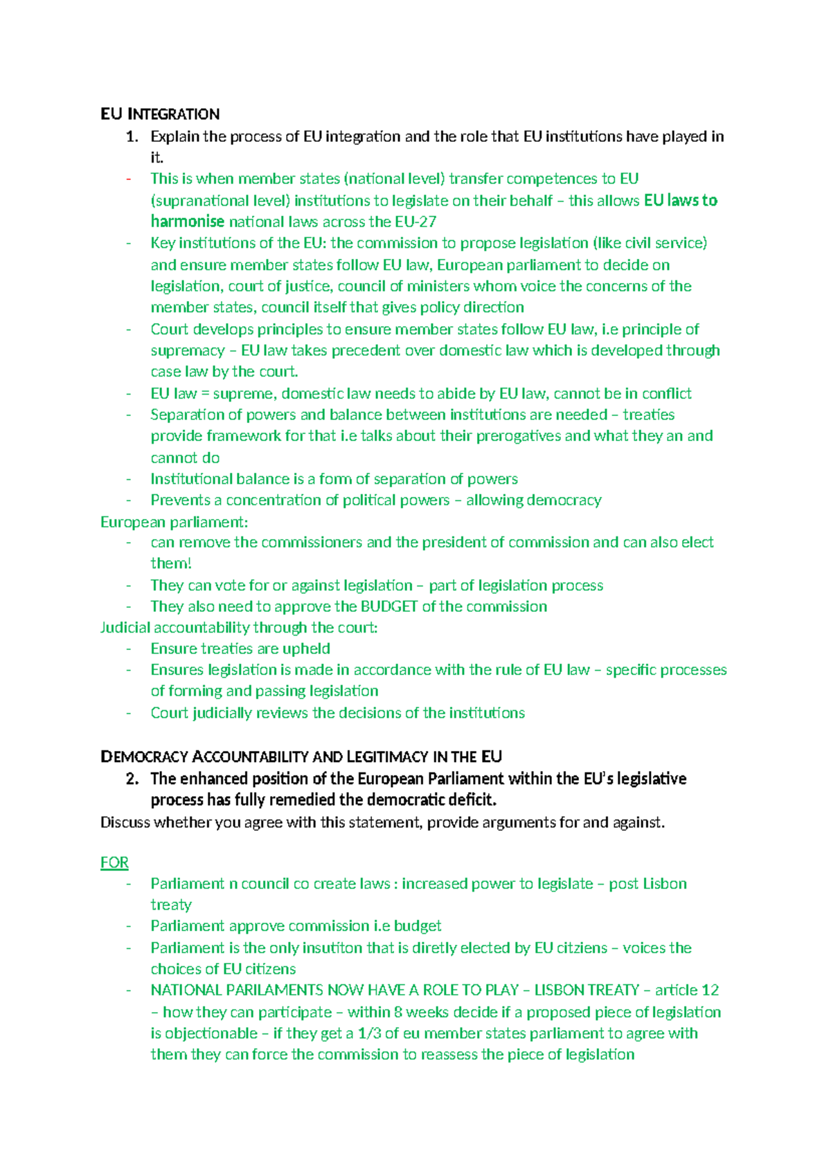 Eu tutorial 1 questions - EU INTEGRATION 1. Explain the process of EU ...