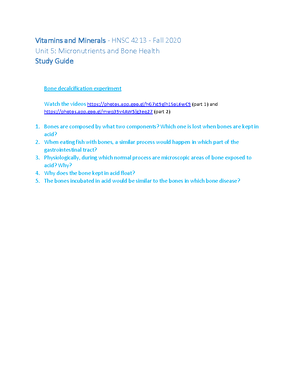 HNSC 4213 - Study Guide - Unit 5a - Reading Questions - Vitamins and ...
