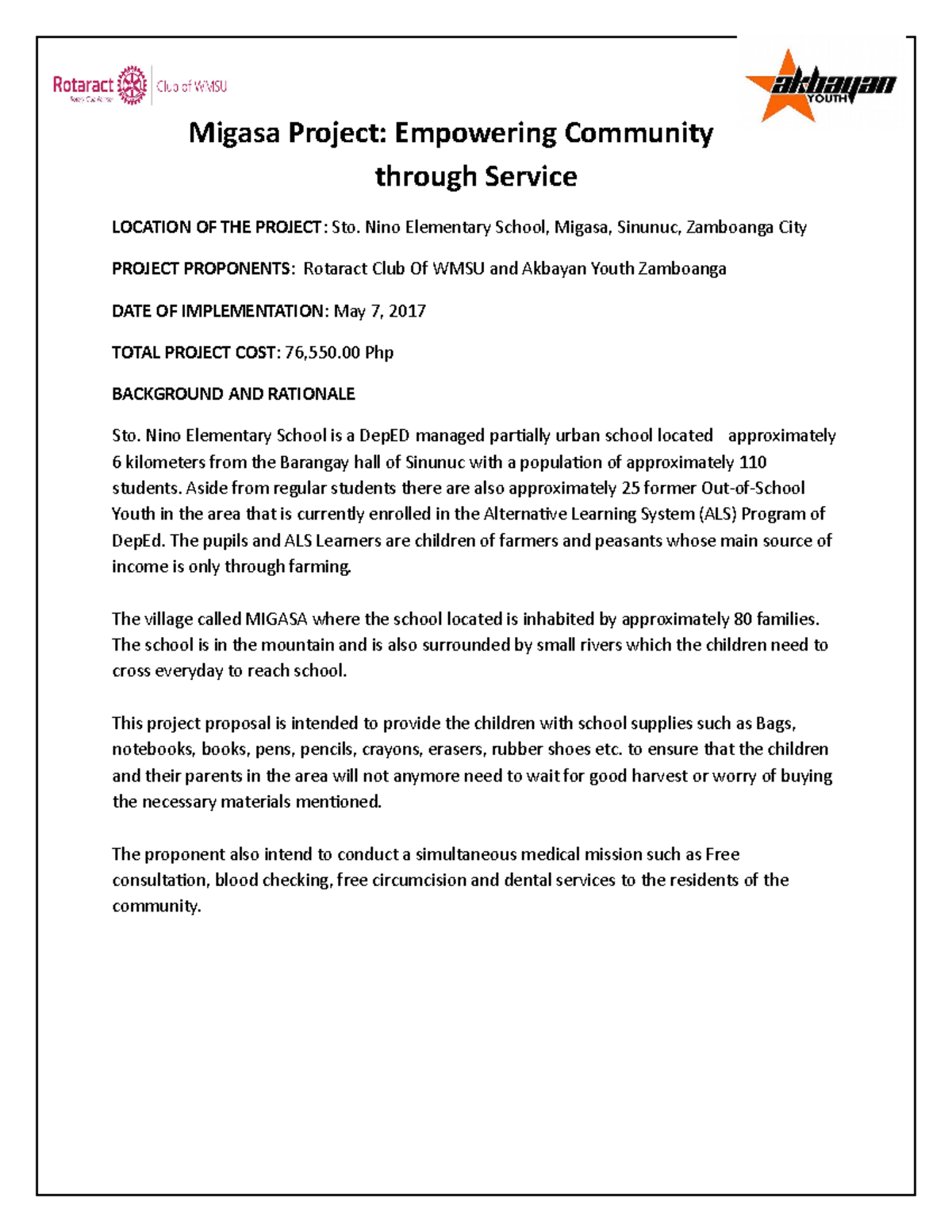 349066596 Sample Activity Project Proposal - Migasa Project: Empowering ...