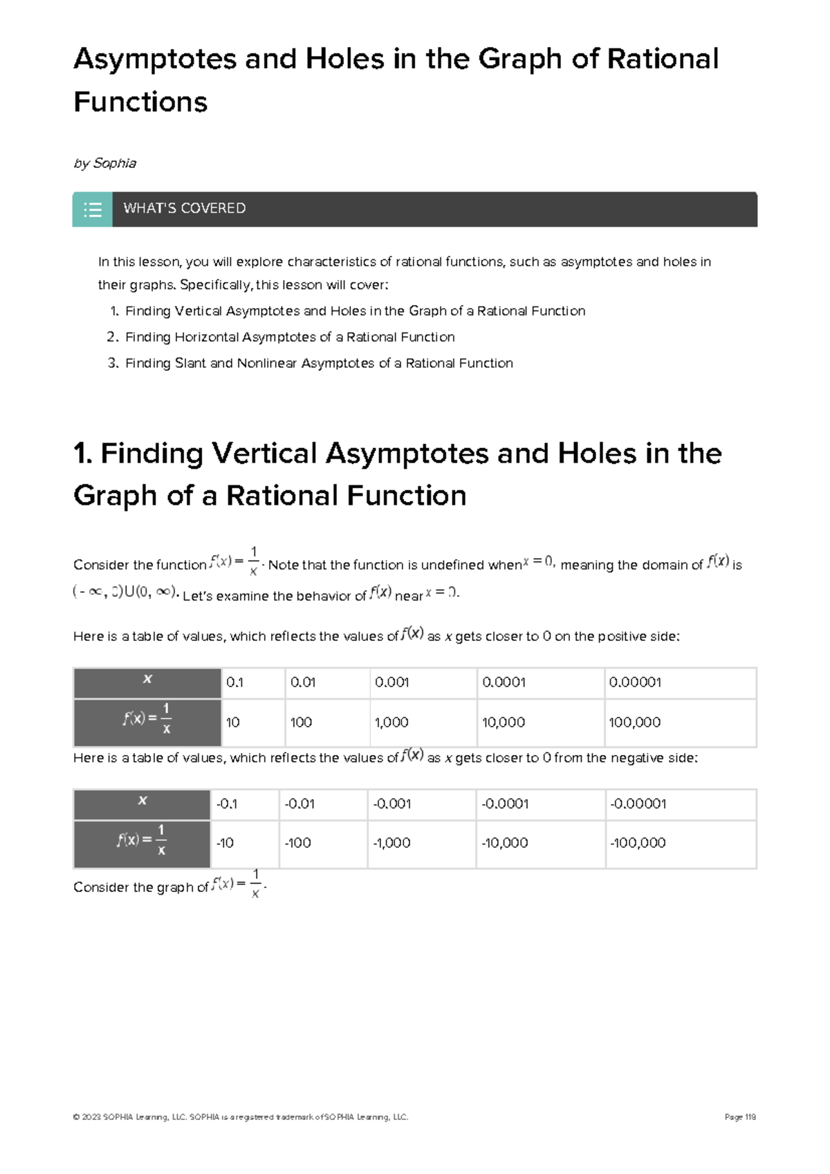 Precalculus Unit 2 Tutorials Pdf7 Asymptotes And Holes In The Graph Of Rational Functions By