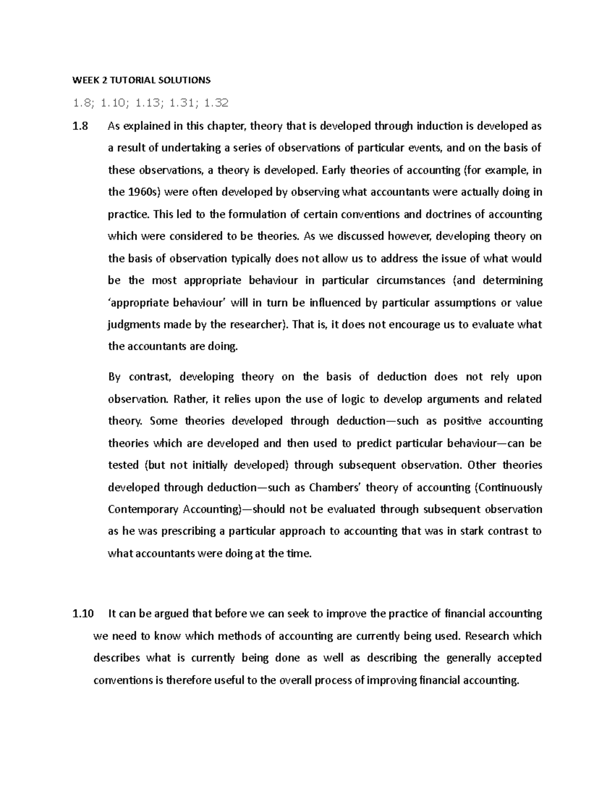 WEEK 2 Tutorial Solutions - AccountingTheory - USP - Studocu