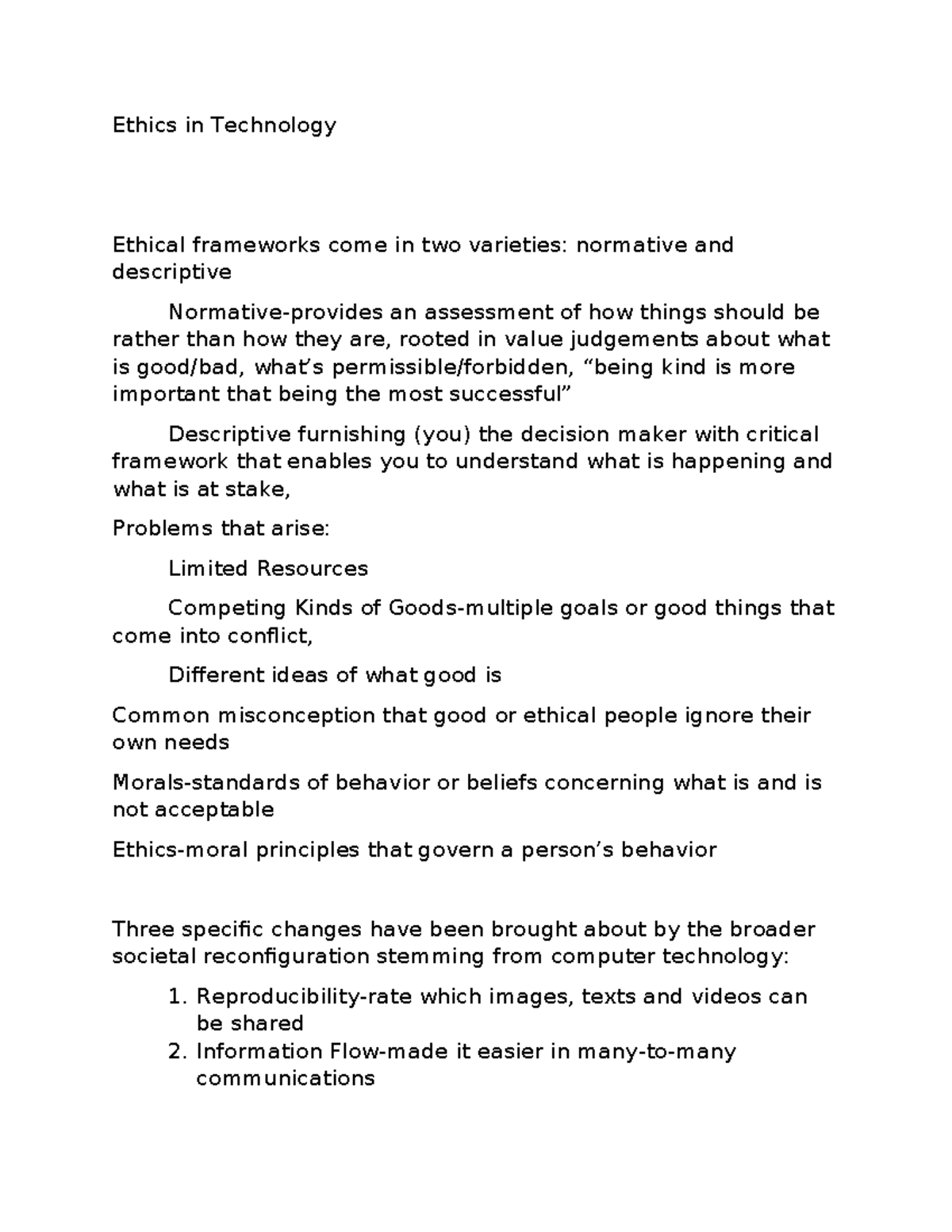 1Ethics in Technology - Study Guide Answers and Notes - Ethics in ...