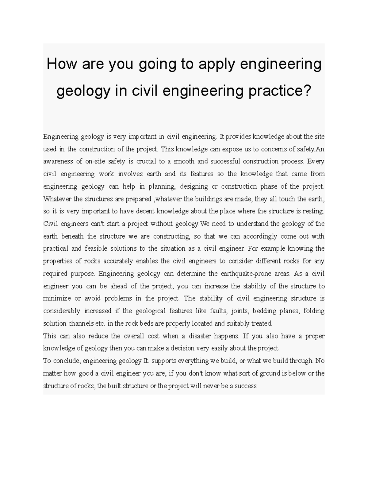 How are you going to apply engineering geology in civil engineering ...