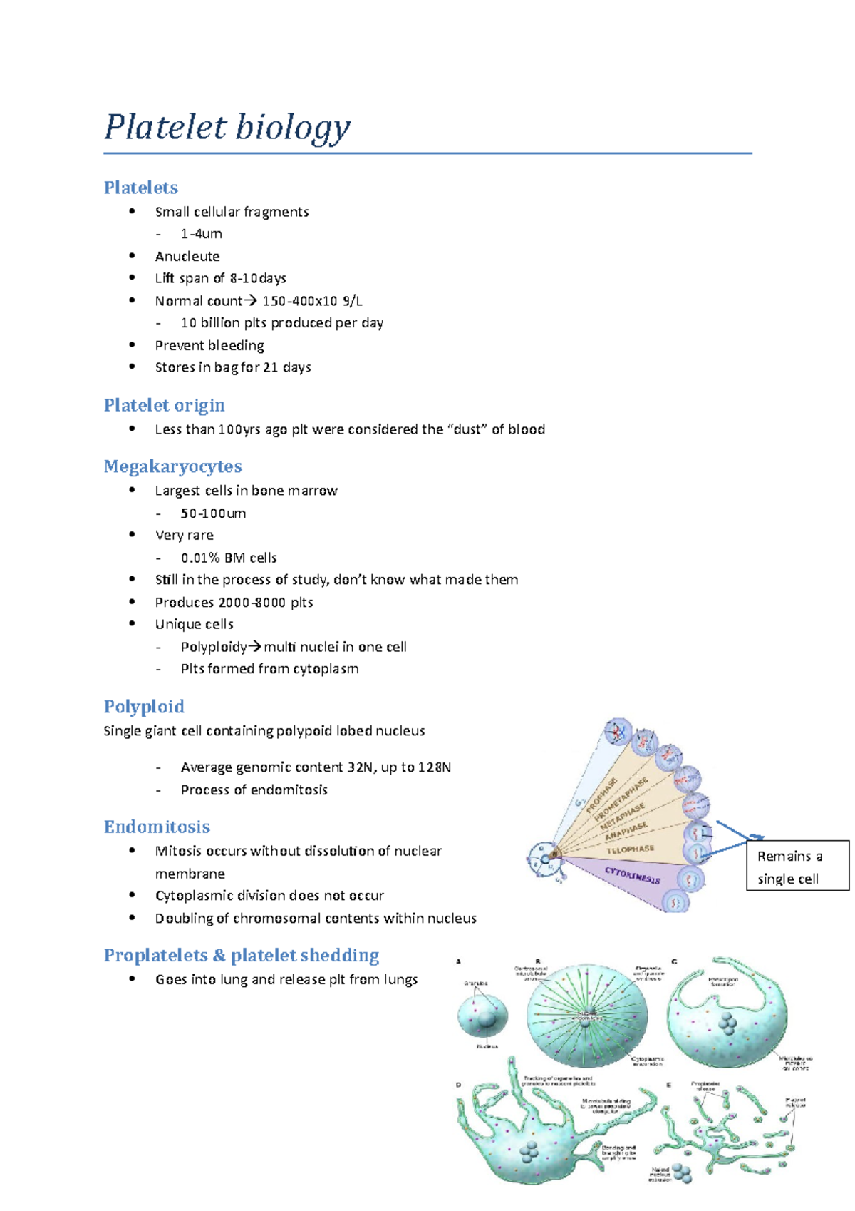 Platelet biology - Platelet biology Platelets Small cellular fragments ...