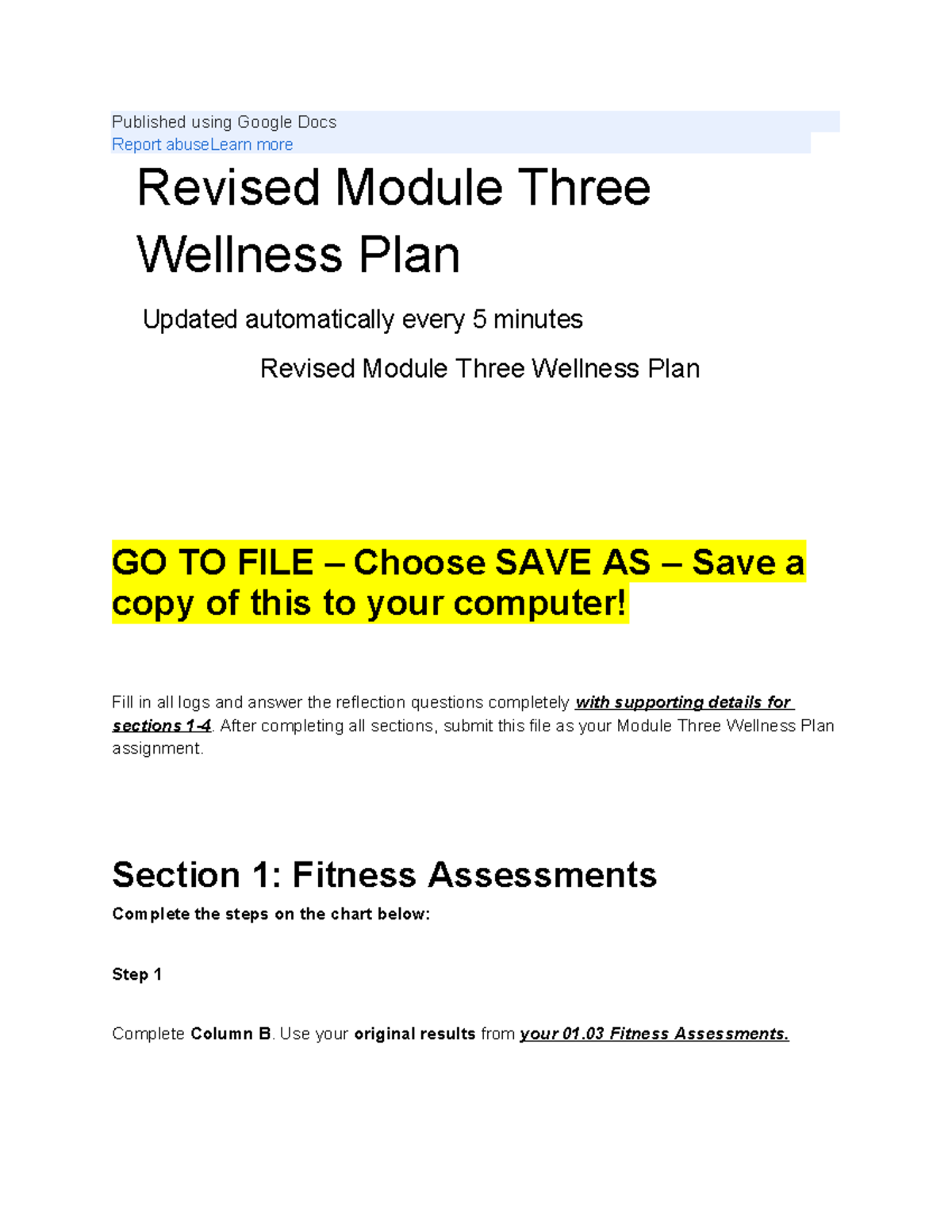 3 wellness plan - Published using Google Docs Report abuseLearn more ...