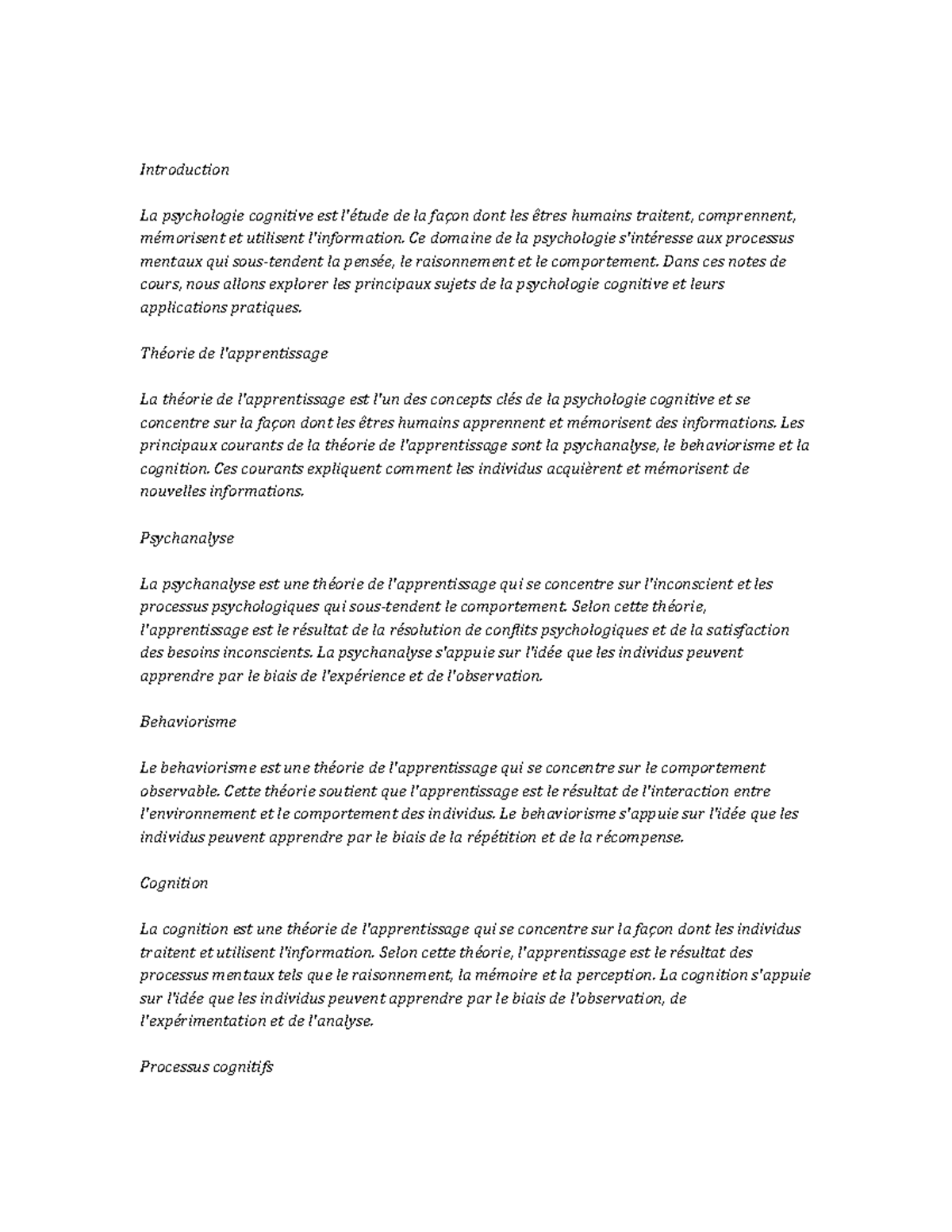 topics-in-cognitive-psychology-notes-de-cours-introduction-la
