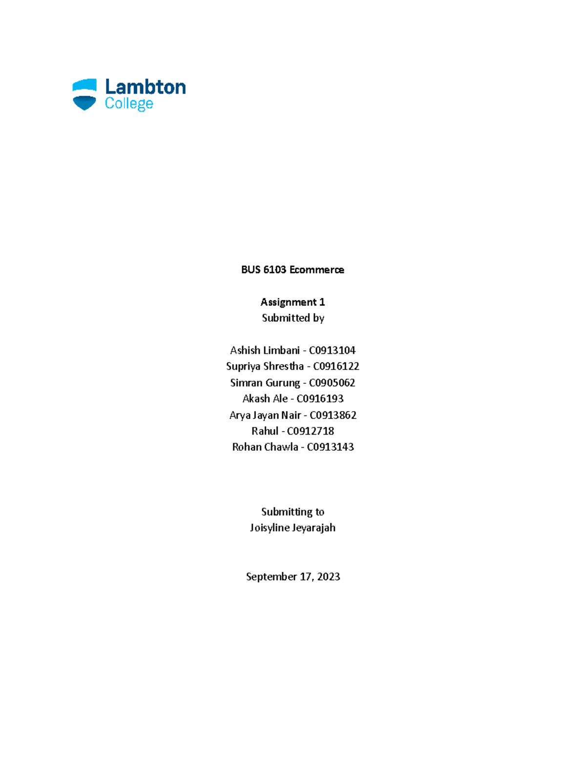 Group 3 1st Assignment - BUS 6103 Ecommerce Assignment 1 Submitted by ...