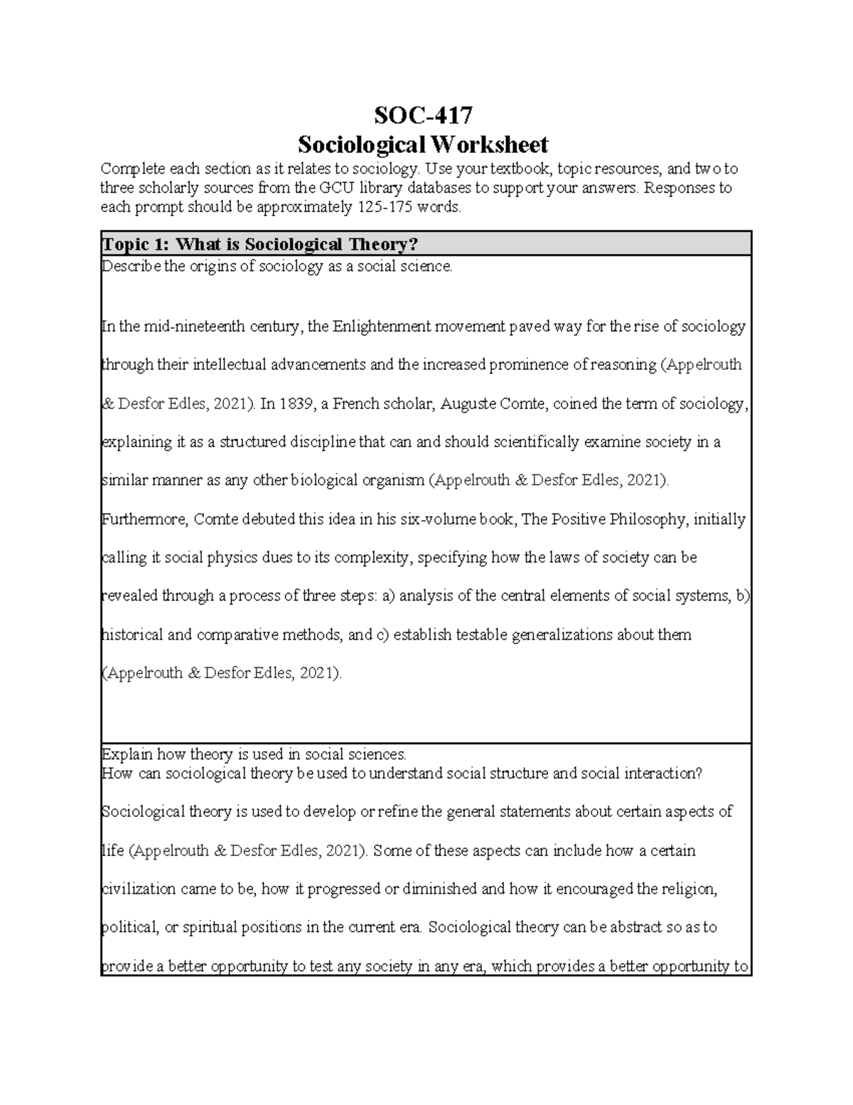 Sociological Concepts - SOC- Sociological Worksheet Complete each ...