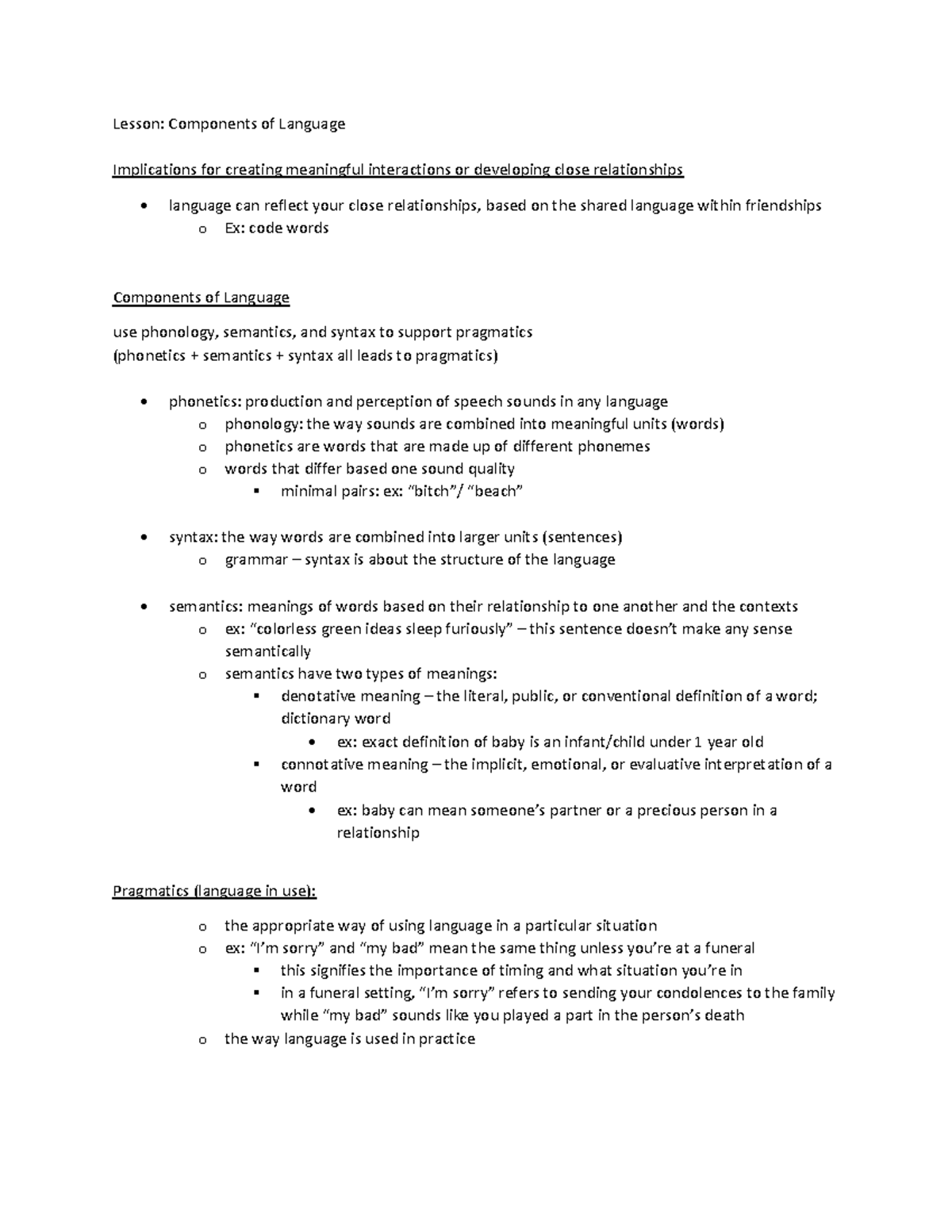 Components of Language - Lesson: Components of Language Implications ...