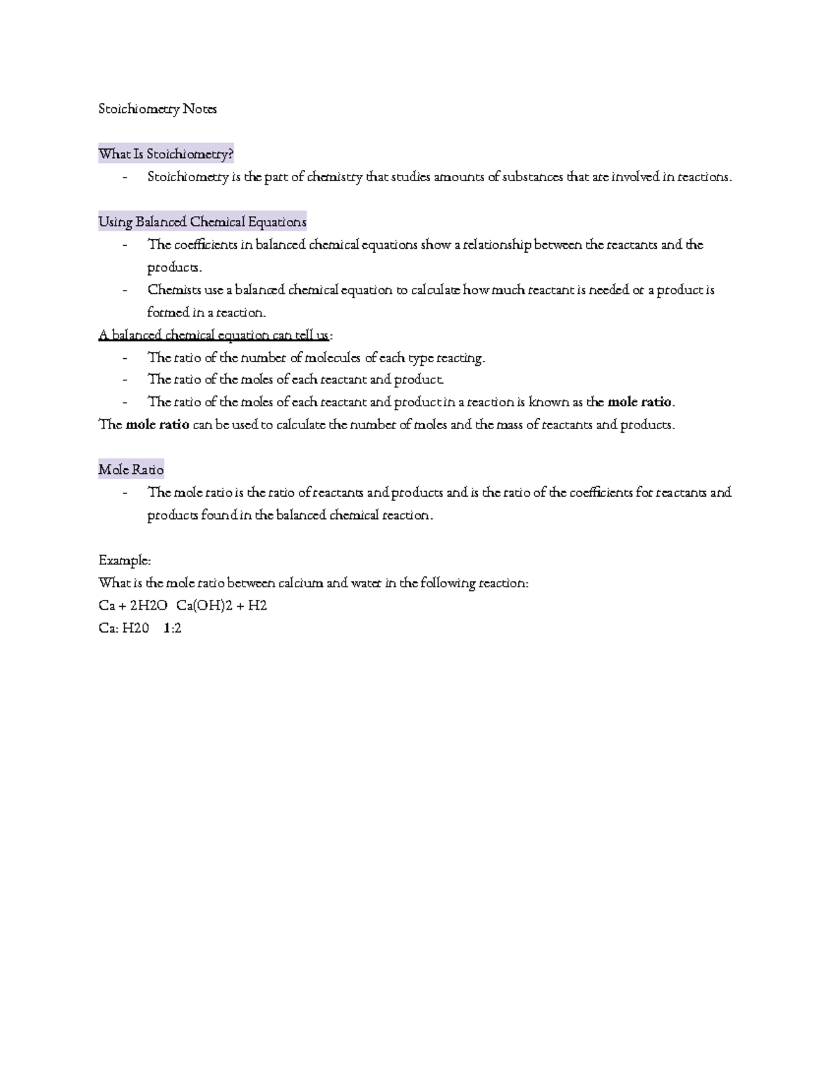 Stoichiometry Notes - Stoichiometry Notes What Is Stoichiometry ...