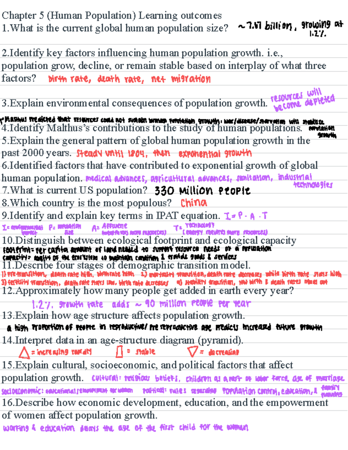 Chap 5 Human Population Slides - Chapter 5 (Human Population) Learning ...