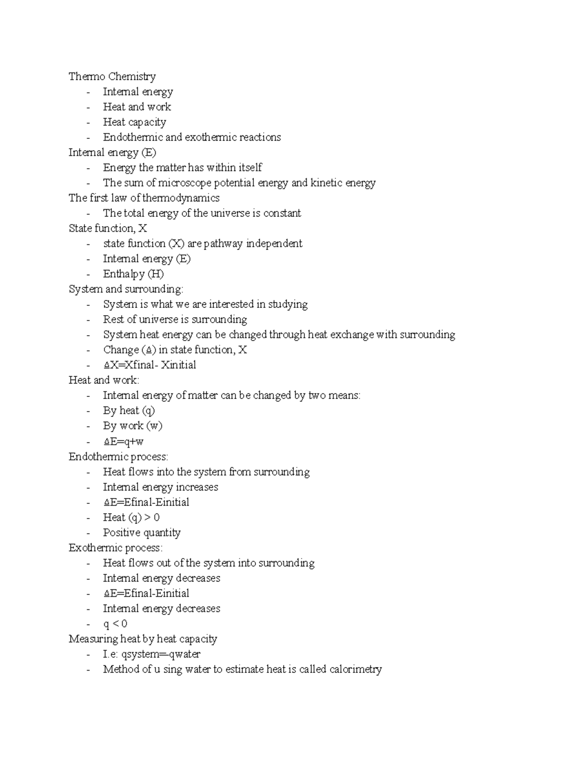 Thermo Chemistry chem lecture # - Thermo Chemistry - Internal energy ...