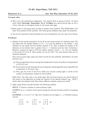 Lect0908 - Lecture notes 4 - Lecture 4 Selection (deterministic ...