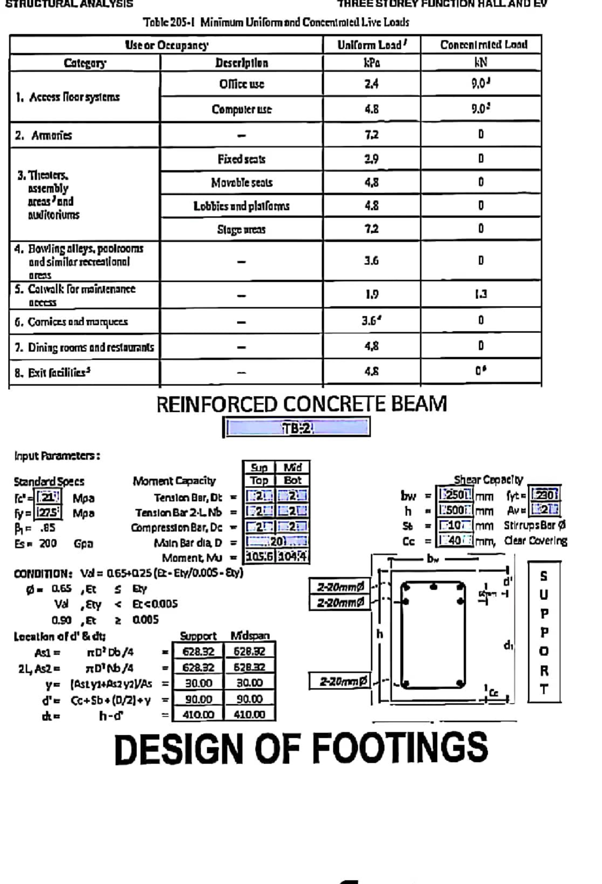 ACC239 291 - Dhhx - STRUCTURAL ANALYSIS THREE STOREY FUNCTION Table ...