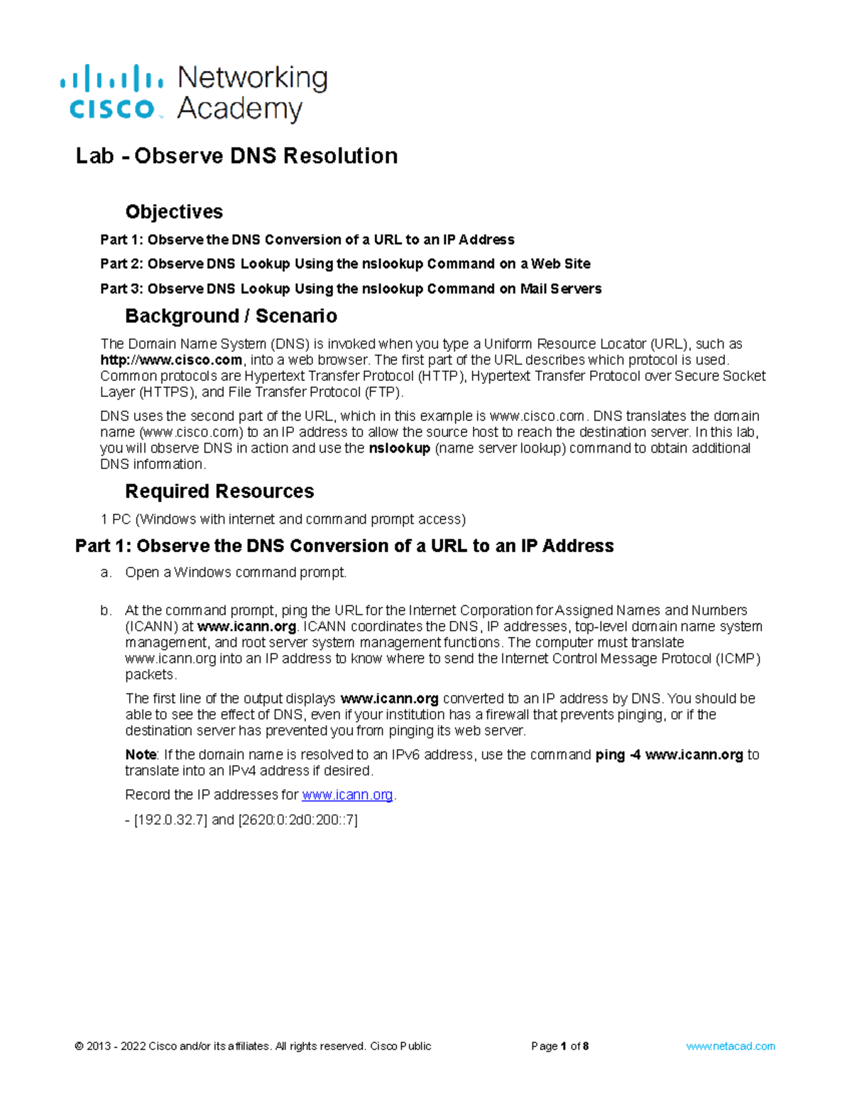 06lab Observe Dns Resolution Objectives Part 1 Observe The Dns