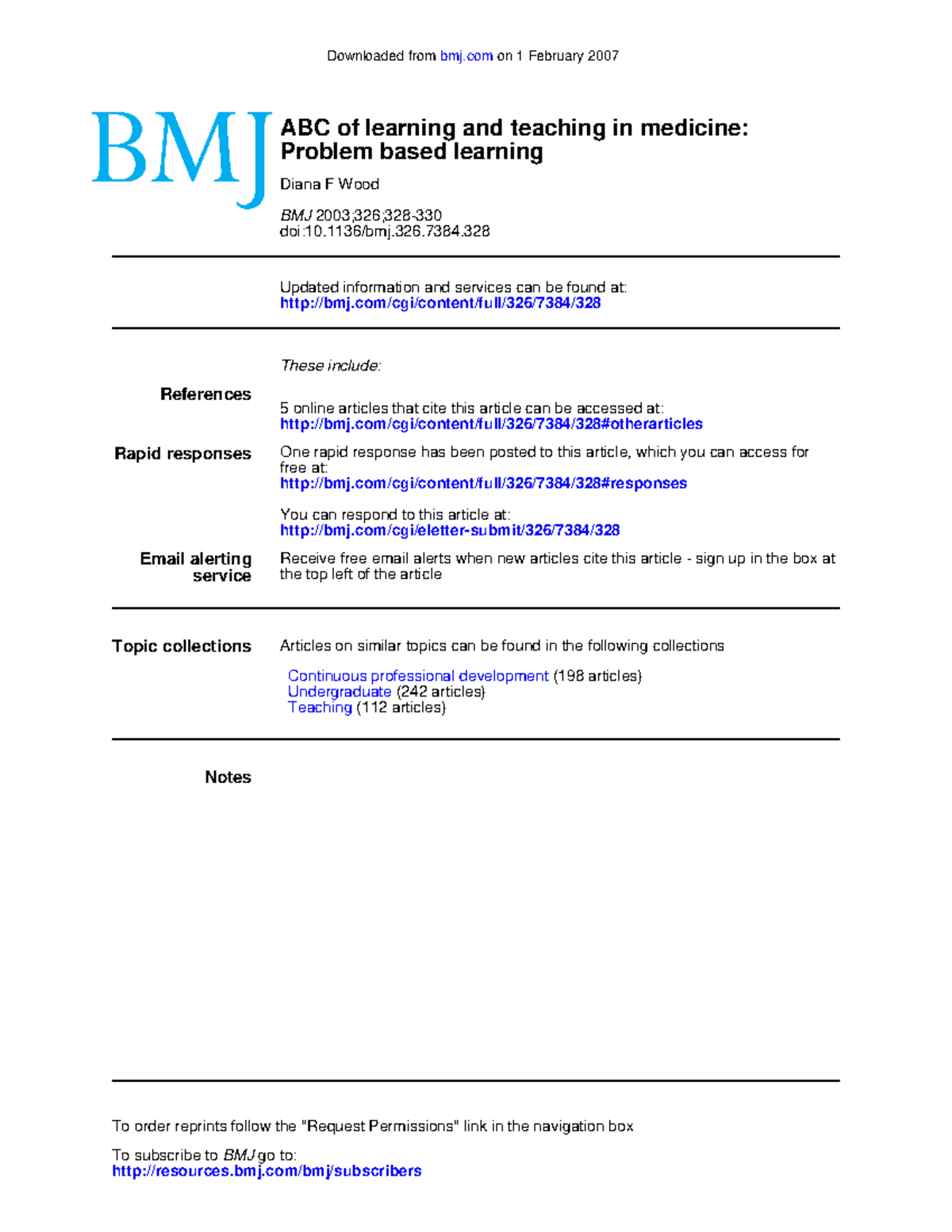 Problem based learning ABC of learning and teaching in medicine: - doi ...