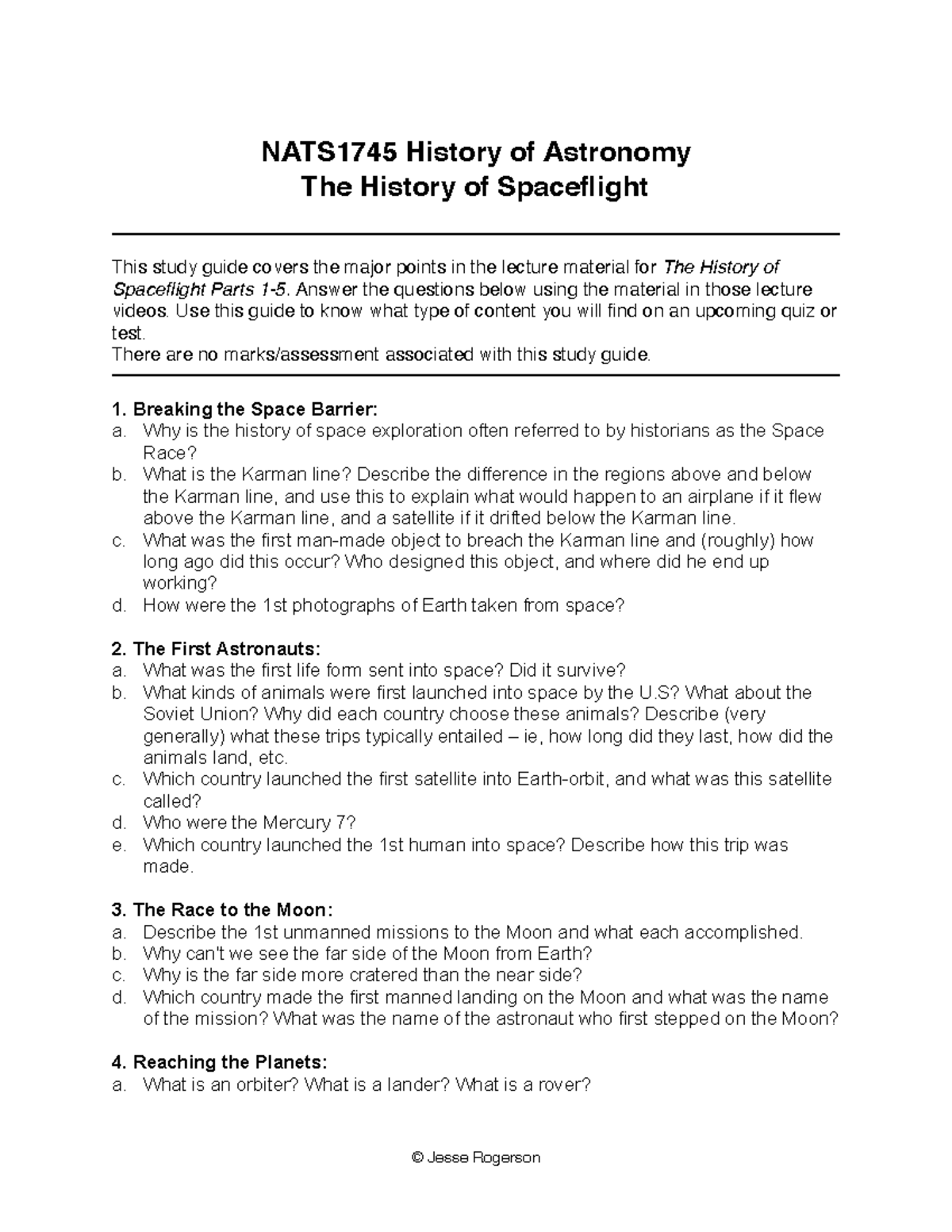 NATS1745A - The History of Spaceflight - Study Guide - NATS1745 History ...