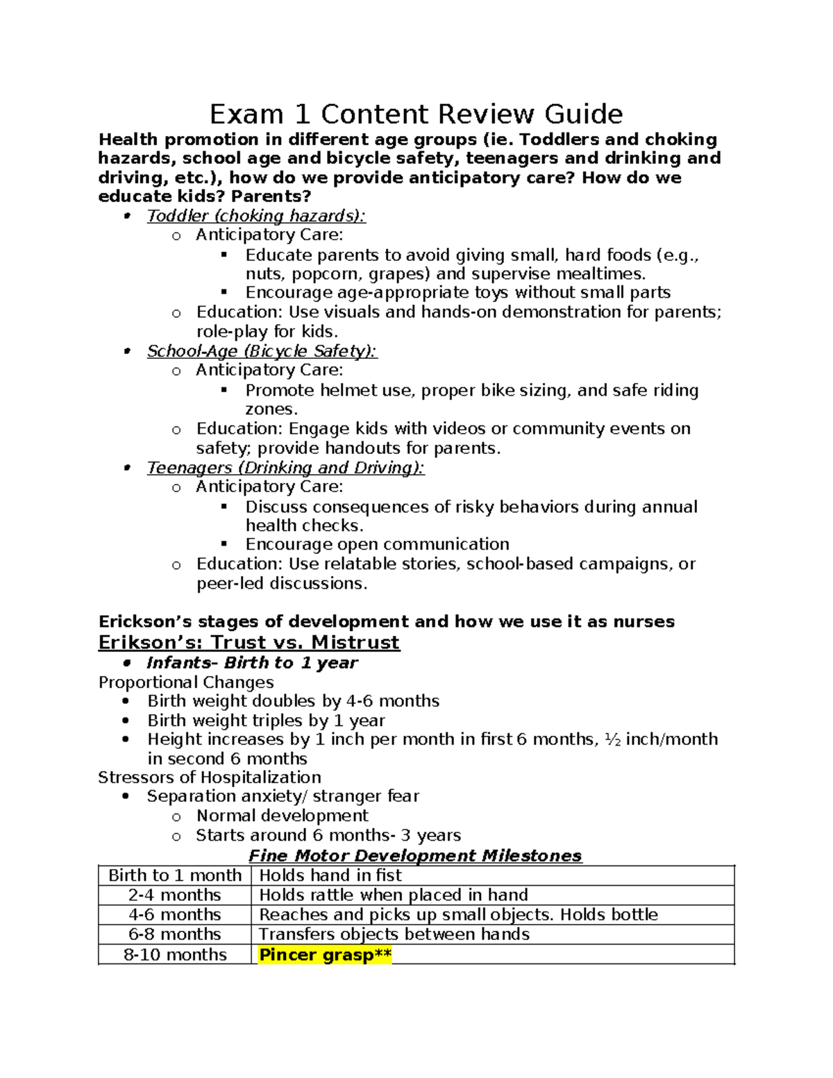 Exam 1 Content Review Guide - Exam 1 Content Review Guide Health ...