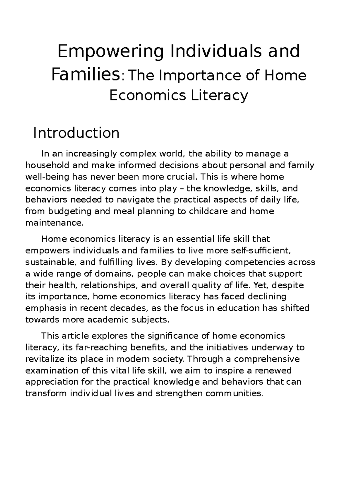 Articles - Empowering Individuals and Families: The Importance of Home ...