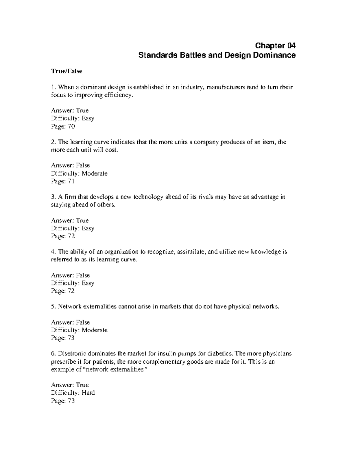 Chapter 4 - practice set - Chapter 04 Standards Battles and Design ...