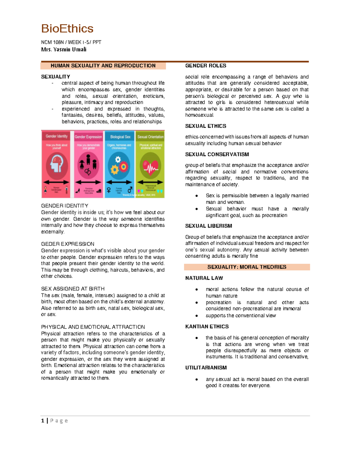 Midterm- Bioethics - nursing - NCM 108N / WEEK 1 - 5 / PPT Mrs. Yasmin ...