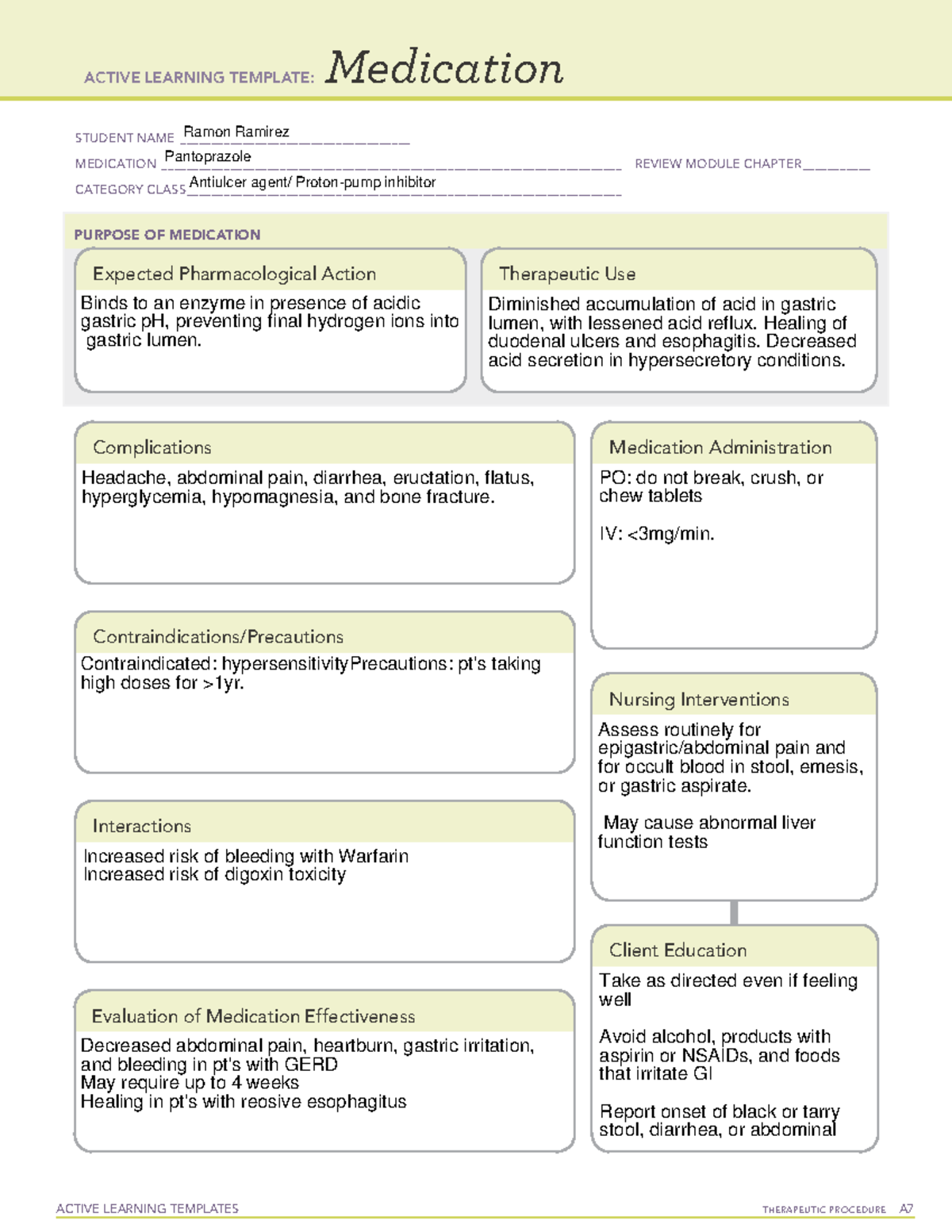 Pantoprazole Med Template - ACTIVE LEARNING TEMPLATES TherapeuTic ...