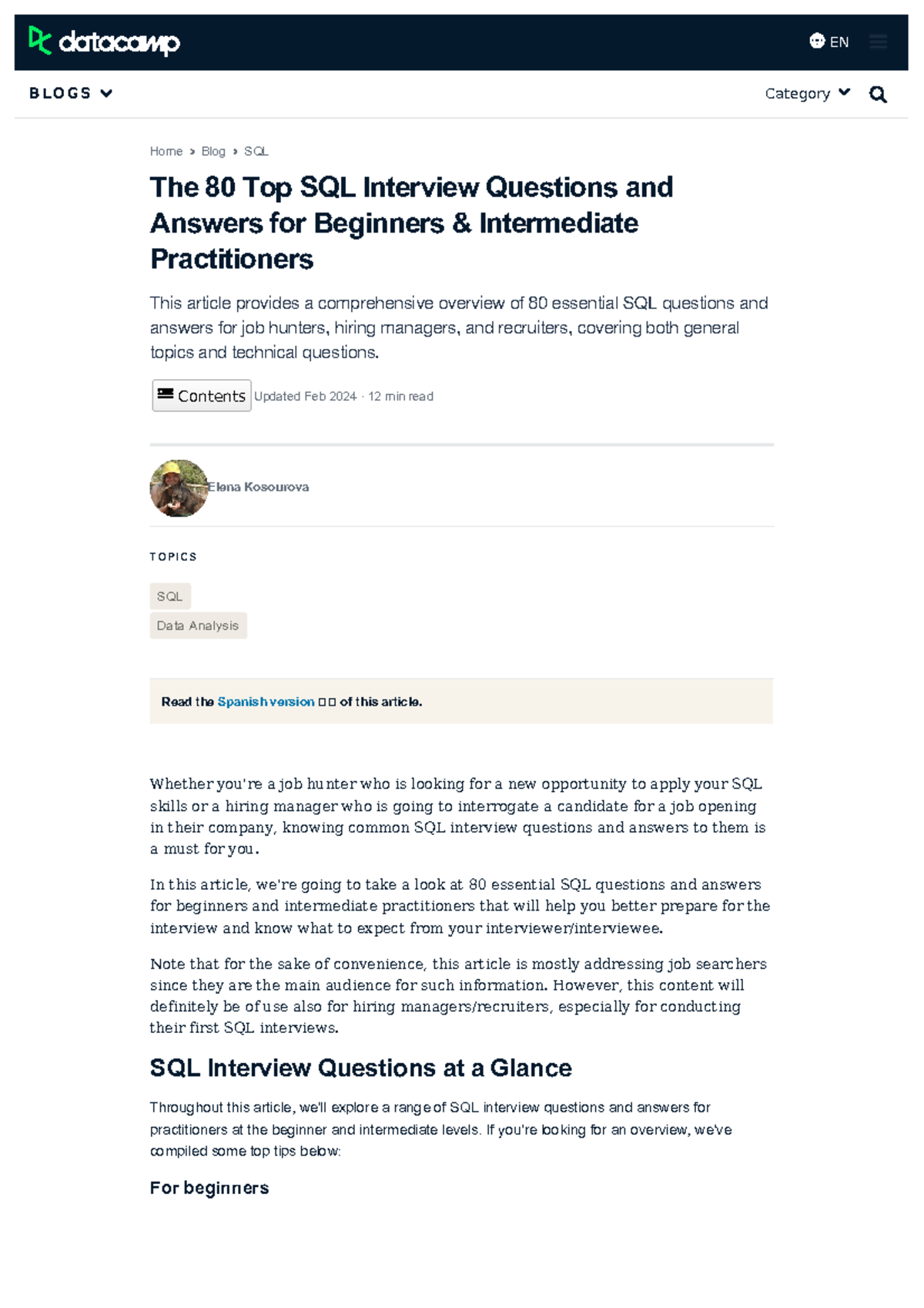 80 Top SQL Interview Questions and Answers - Read the Spanish version of this article. Whether ...