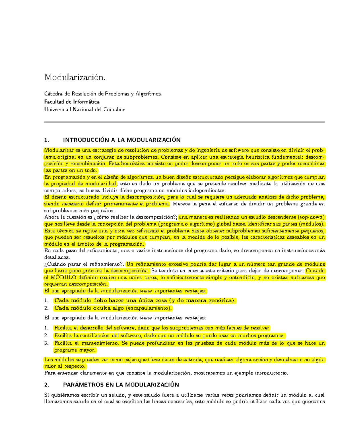 Modularizacion 2014 Java - de on de Problemas y Facultad de Universidad ...