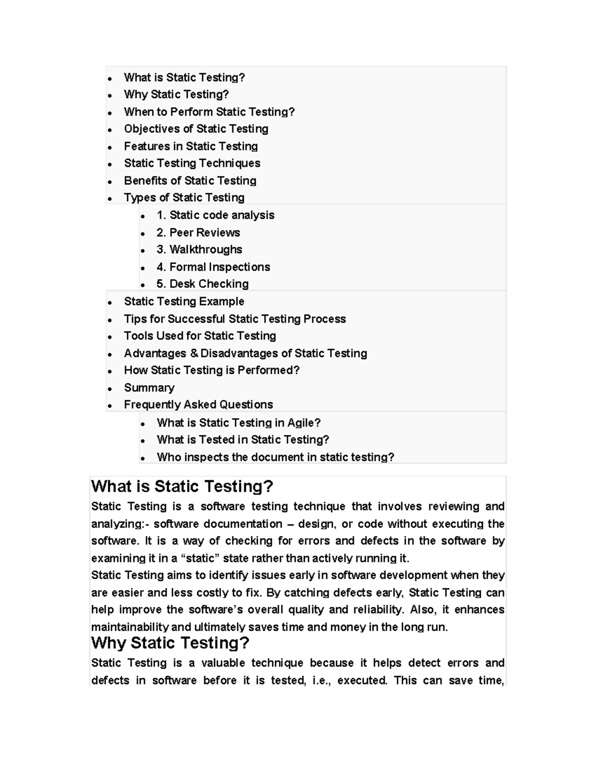 Unit 2 Software testing - What is Static Testing? Why Static Testing ...