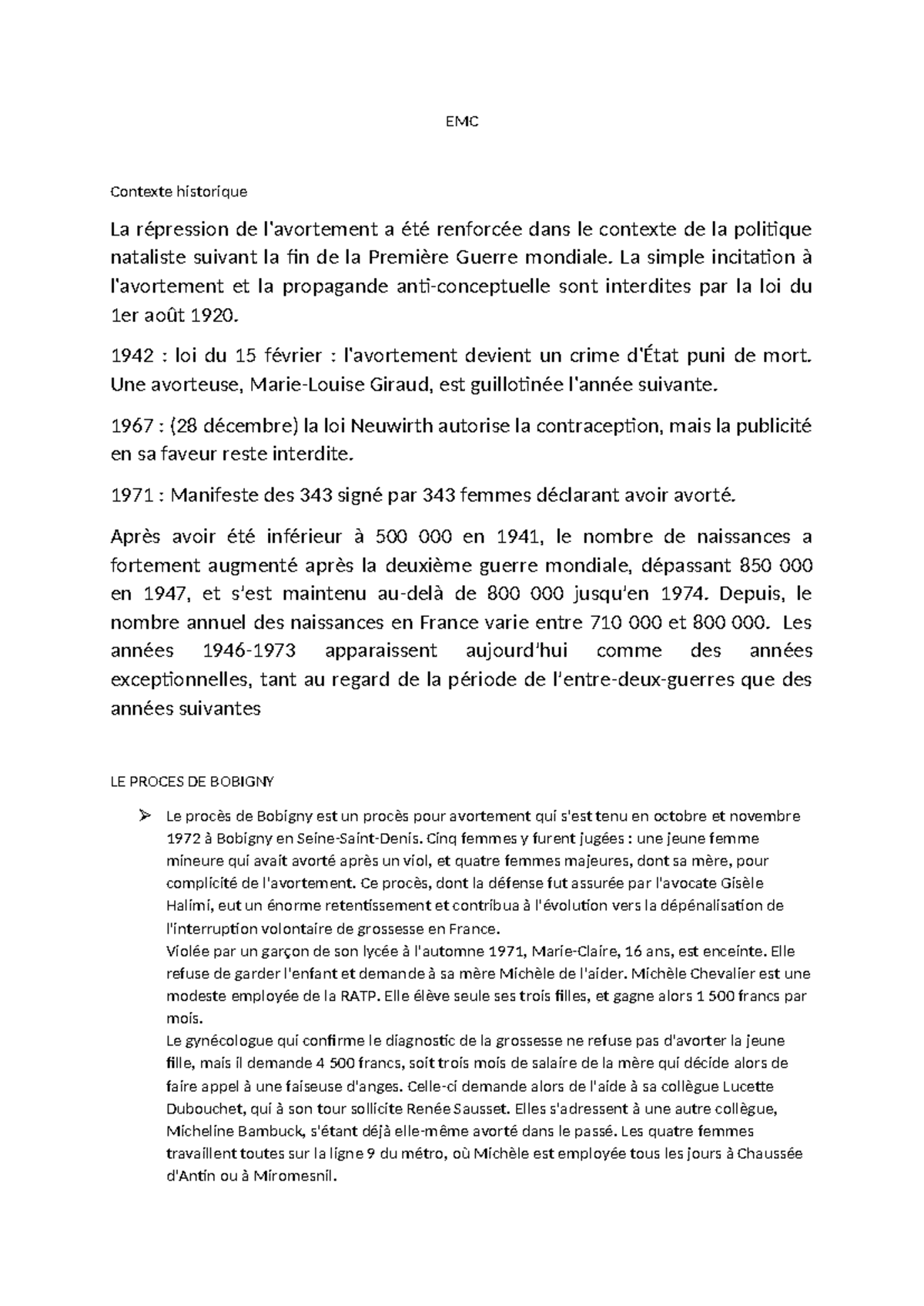 Loi de 1975 - Simone Veil et la loi IVG de 1975 - EMC Contexte ...