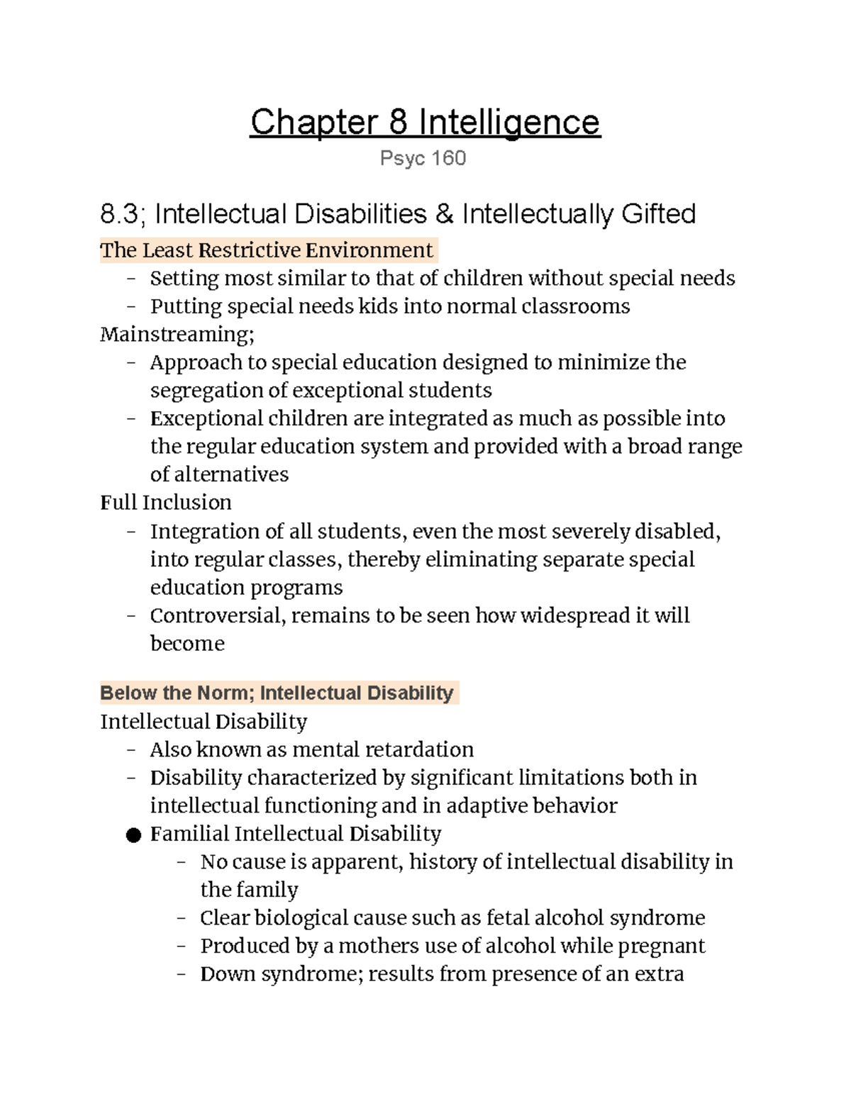 Psyc 160 Ch 8.3 Intelligence Notes - Chapter 8 Intelligence Psyc 160 8 ...