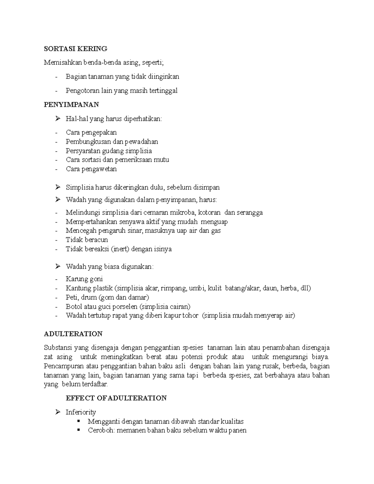 Sortasi Kering - SORTASI KERING Memisahkan benda-benda asing, seperti ...