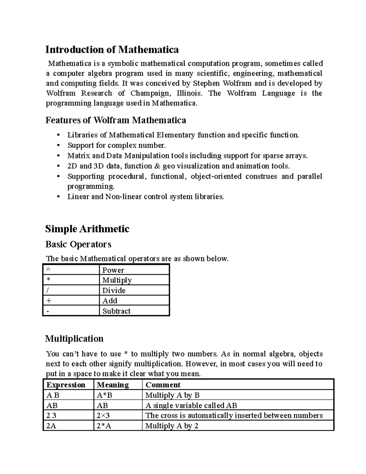 Cprogramming-front-page AND MY LAB - Introduction of Mathematica Mathematica is a symbolic - Studocu
