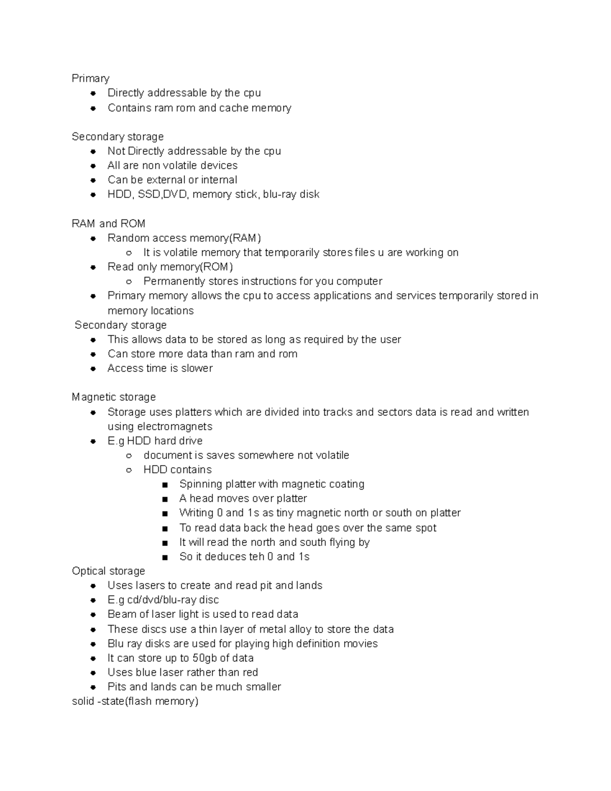 3 - Notes on topic 3.3 igcse cambridge - Primary Directly addressable ...
